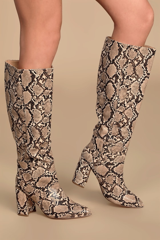 Snake Boots - Boots For Women - Slip-On Boots - Knee Boots - Lulus