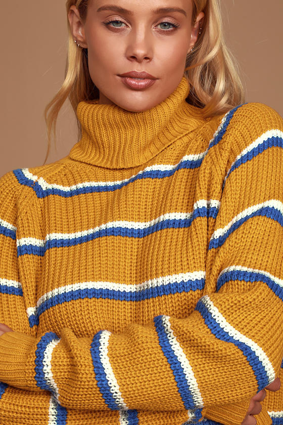 Cute Yellow Sweater - Striped Sweater - Turtleneck Sweater - Lulus