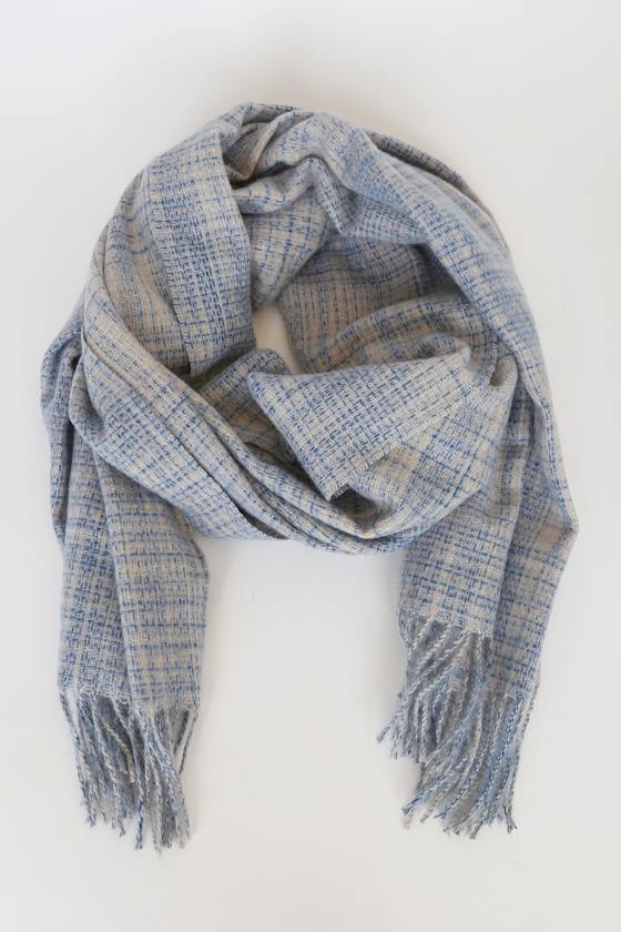 Cute Grey and Blue Scarf - Oversized Scarf - Blanket Scarf - Lulus