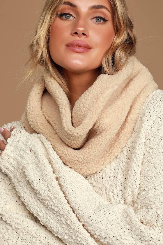 Cozy Sherpa Circle Scarf - Snood Scarf - Natural Infinity Scarf - Lulus