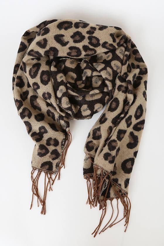 Cute Leopard Print Scarf - Fringe Scarf - Brown Leopard Print - Lulus