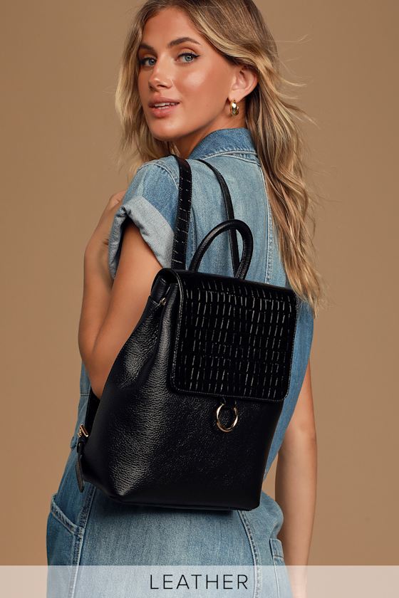 Chic Genuine Leather Backpack - Crocodile Embossed Backpack - Lulus