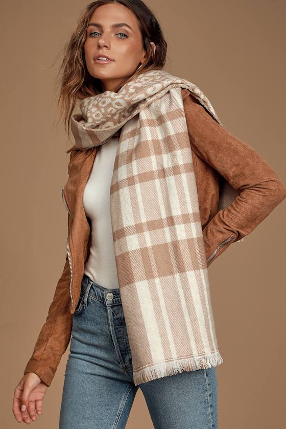 Cute Reversible Scarf - Oversized Scarf - Beige and Cream Scaf - Lulus
