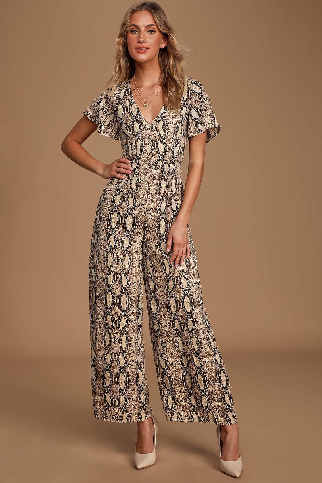 Sage the Label It Girl - Snake Print Jumpsuit - Wide-Leg Jumpsuit - Lulus