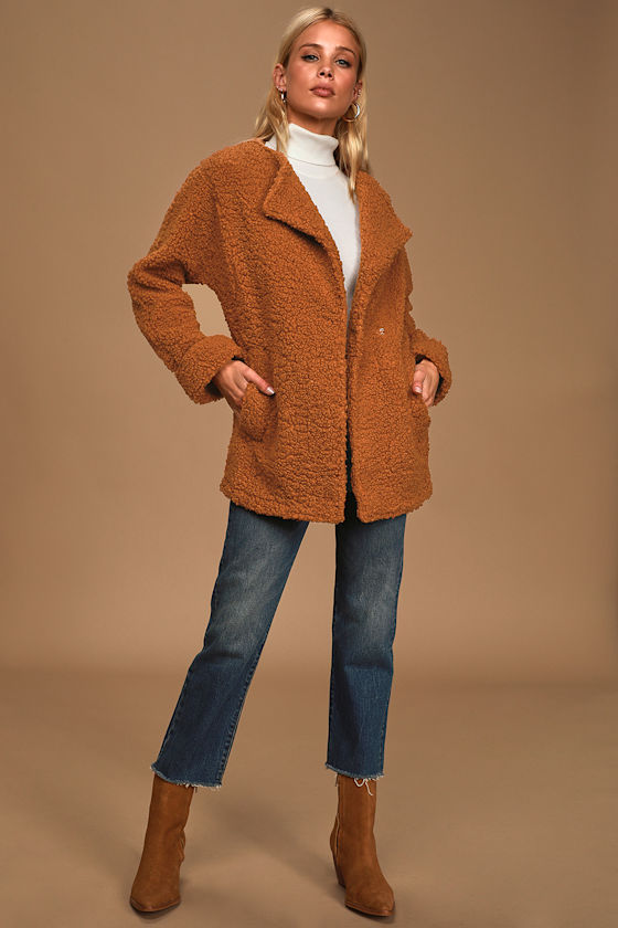 Teddy Jacket - Rust Brown Jacket - Sherpa Jacket - Teddy Coat - Lulus