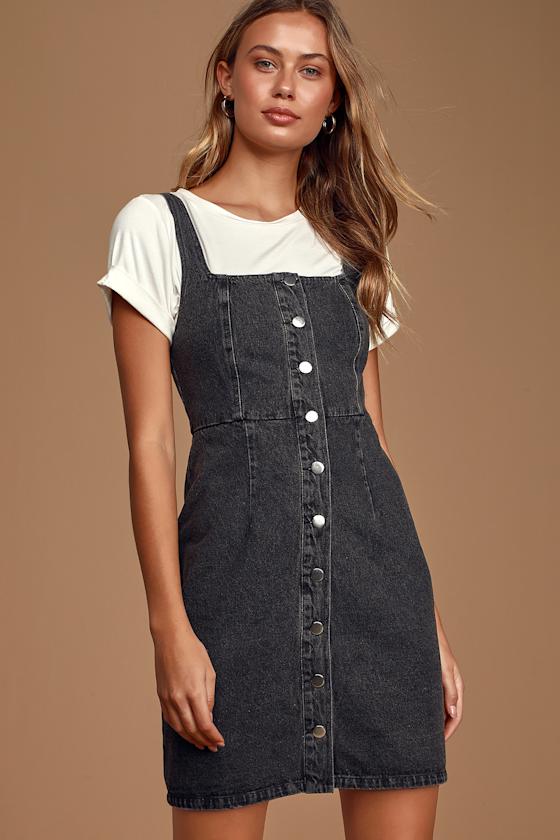 Cute Denim Dress - Black Denim Dress - Button-Up Denim Dress - Lulus