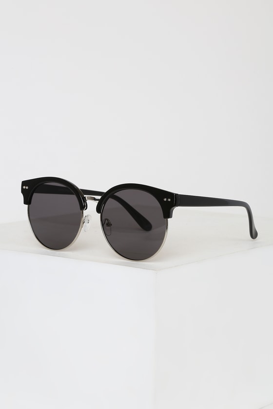 Retro Black Sunglasses Half Frame Sunnies Horn Rimmed Sunnies Lulus