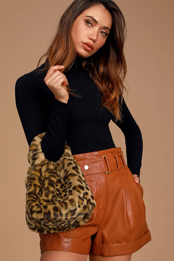 Chic Faux-Fur Handbag - Leopard Print Purse - Mini Handbag - Lulus