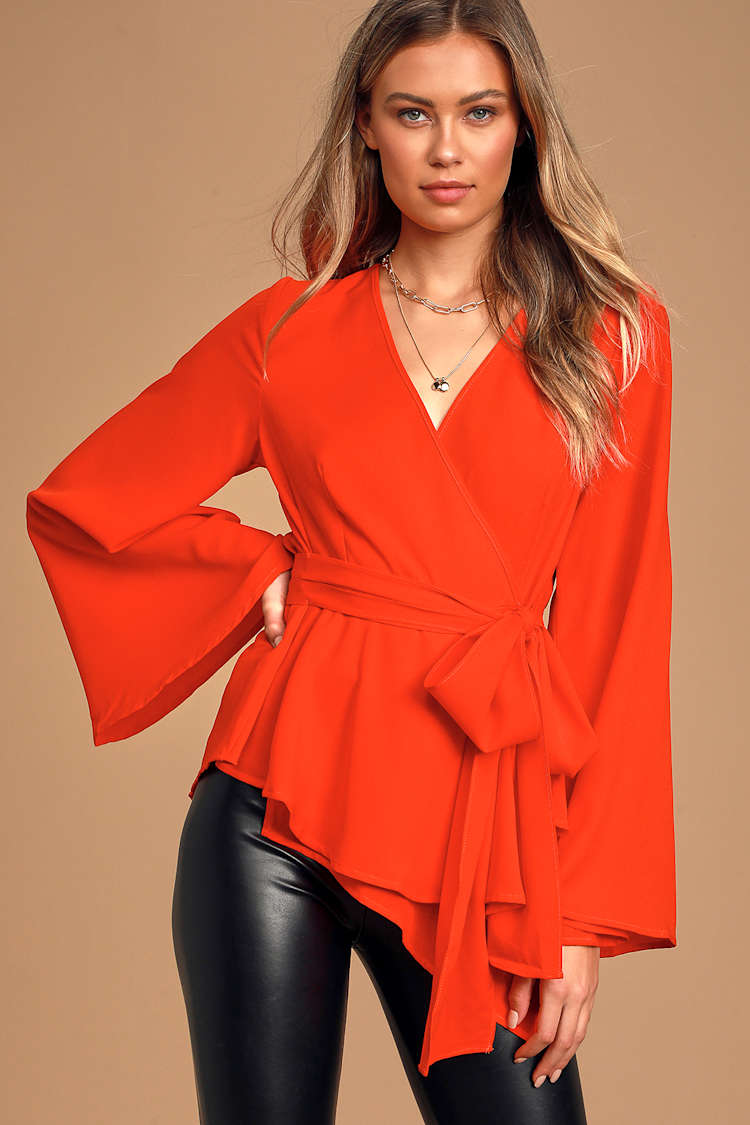 Red Wrap Top Organic Cotton Reversible Wrap Top In "Strawberry Snakes"