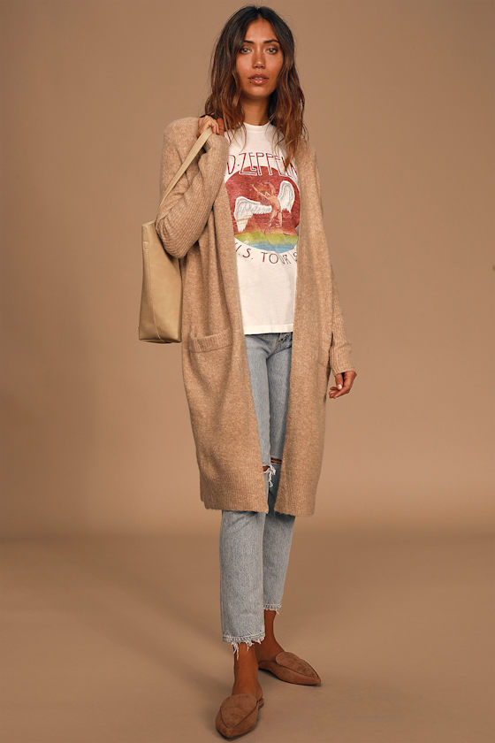 Cozy Camel Cardigan - Knit Cardigan - Long Cardigan - Lulus