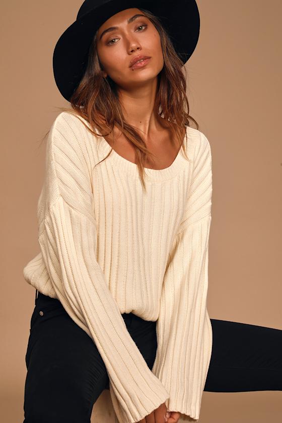 Cream Cropped Sweater - Ribbed Knit Sweater - Cropped Top - Lulus