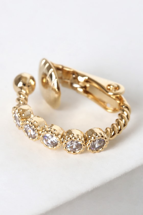 Cute Gold Ear Cuff - Rhinestone Ear Cuff - Earring - Ear Cuff - Lulus
