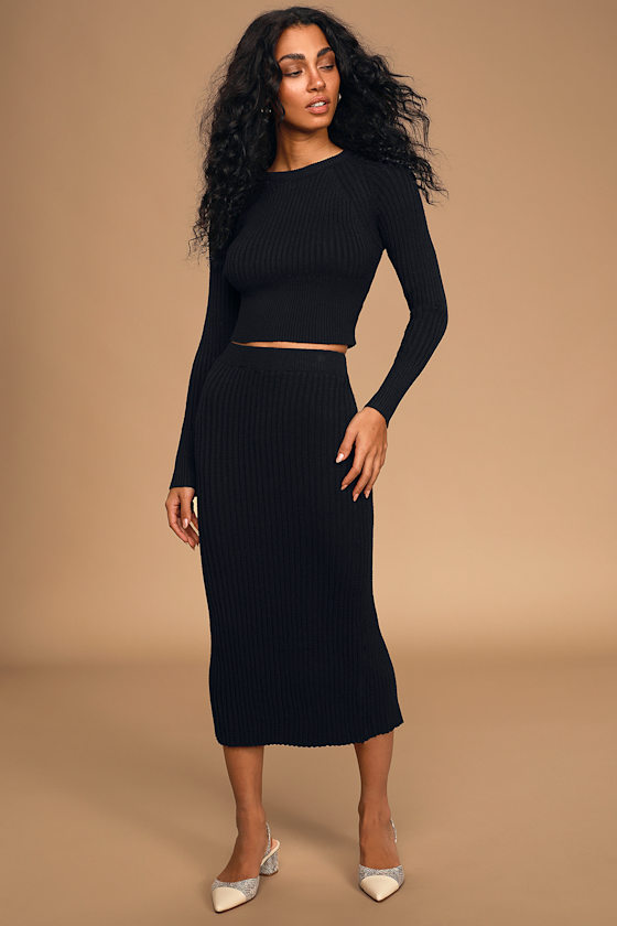 Cute Black Sweater - Cropped Black Sweater - Ribbed Black Sweater - Lulus