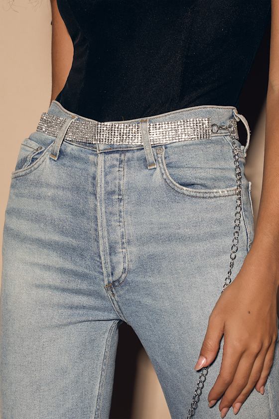 Cute Silver Rhinestone Belt - Chain-Mail Belt - Chain Belt - Lulus