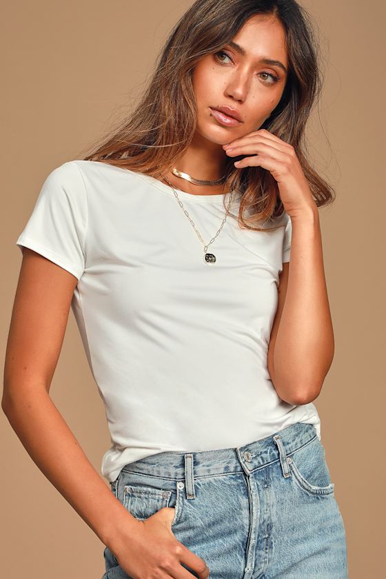 Cute White Tee - Basic Tee - Black Top - Short Sleeve T-Shirt - Lulus