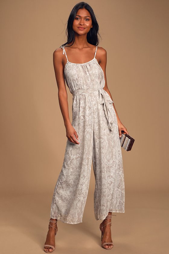 Snake Print Jumpsuit - Wide-leg Jumpsuit - Tie-Strap Jumpsuit - Lulus