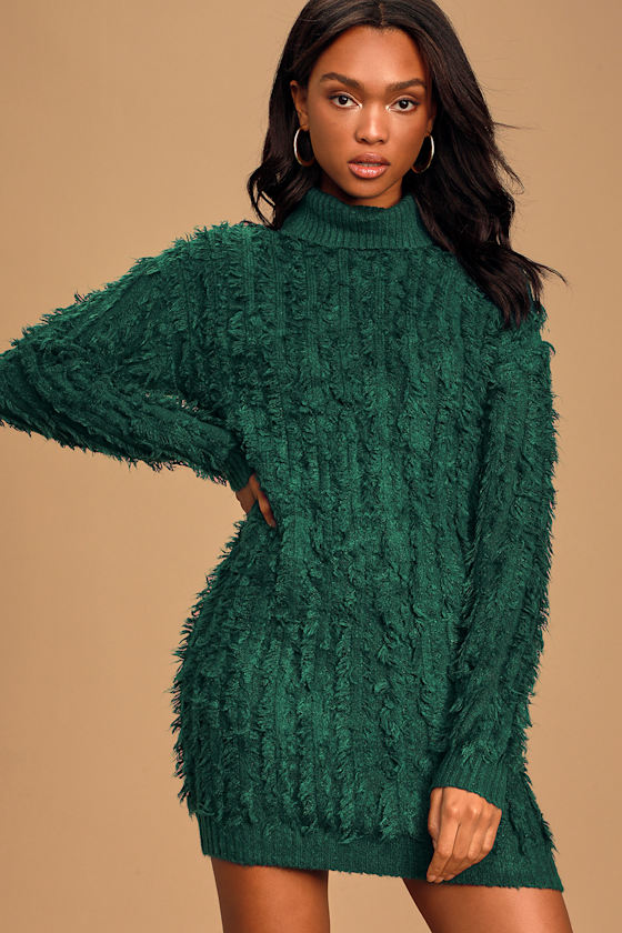 Cute Green Sweater Dress - Turtleneck Dress - Knit Sweater Dress - Lulus
