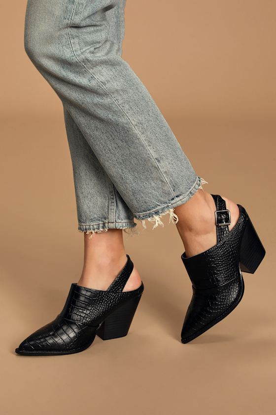 Chinese Laundry Tilani - Black Crocodile Mules - Slingback Mules - Lulus