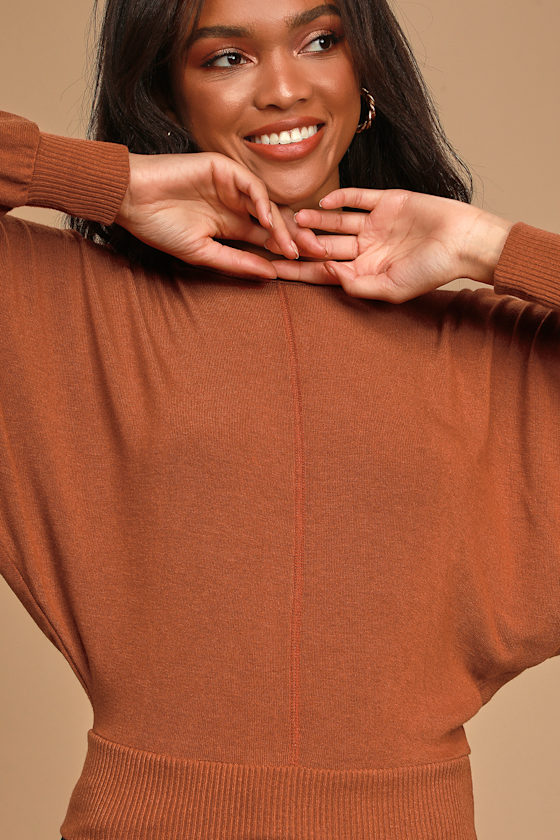 Project Social T Luna - Rust Long Sleeve Top - Chic Batwing Top - Lulus