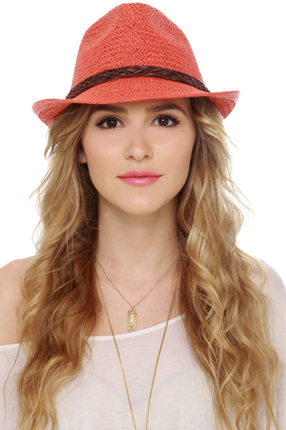 Cute Straw Fedora - Orange Hat - $22.00 - Lulus