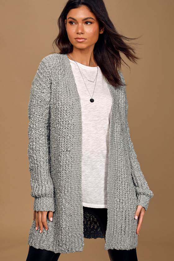 Cute Dusty Blue Sweater - Cardigan Sweater - Long Sweater - Lulus