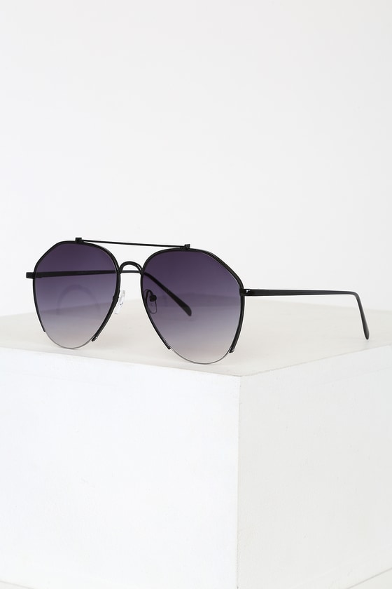 Black Aviator Sunglasses Black Rimless Bottom Sunglasses Lulus