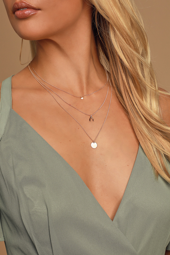 Cute Gold Necklace - Wishbone Necklace - Charm Necklace - Lulus