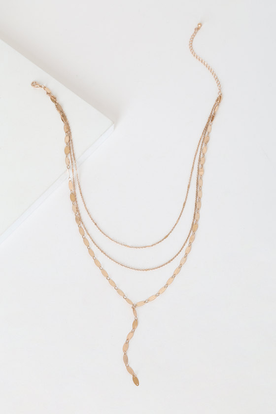 Gold Necklace - Layered Gold Necklace - Triple Chain Necklace