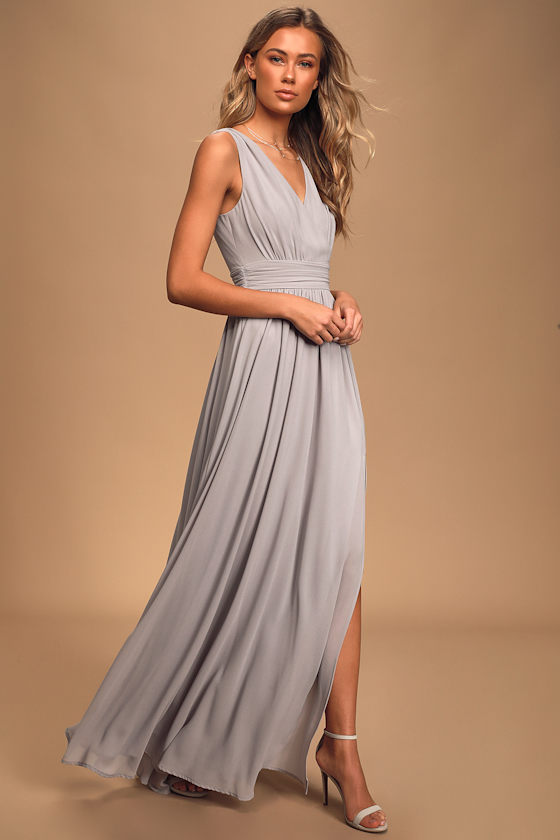 Lovely Light Grey Dress - Sleeveless Maxi Dress - Grey Maxi Dress - Lulus
