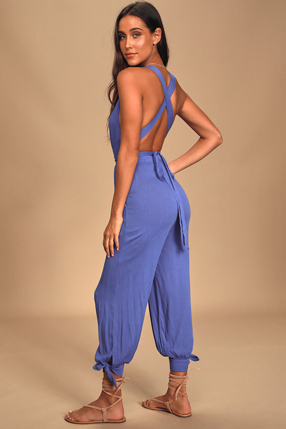Cute Blue Jumpsuit - Halter Jumpsuit - Convertible Jumpsuit - Lulus