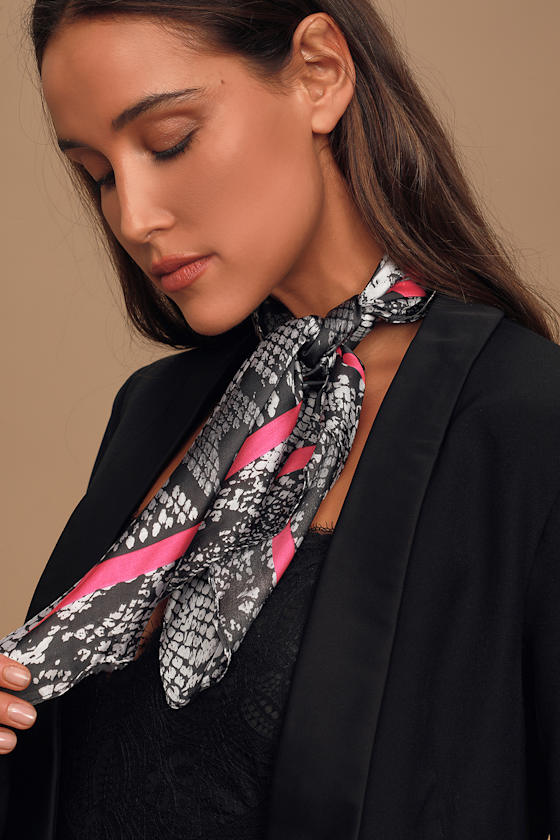 Cute Handkerchief Scarf - Black Snake Print Scarf - Trendy Scarf - Lulus