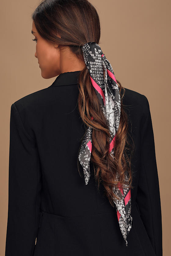 Cute Handkerchief Scarf - Black Snake Print Scarf - Trendy Scarf - Lulus
