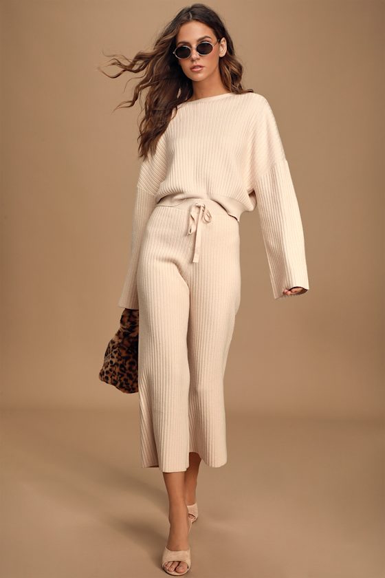 Cute Cream Sweater - Cropped Sweater - Bell Sleeve Sweater - Lulus