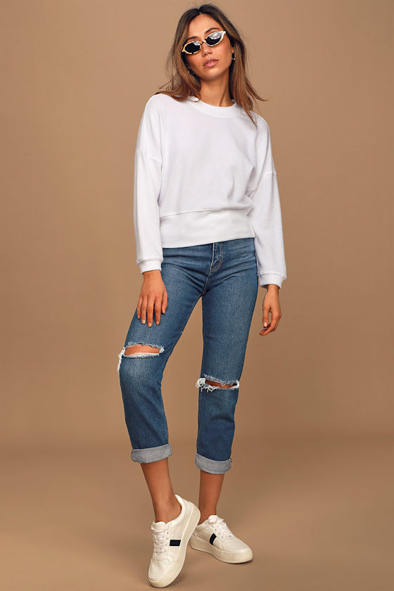 White Long Sleeve Sweater Top - Cozy Pullover - Ribbed Knit Top - Lulus