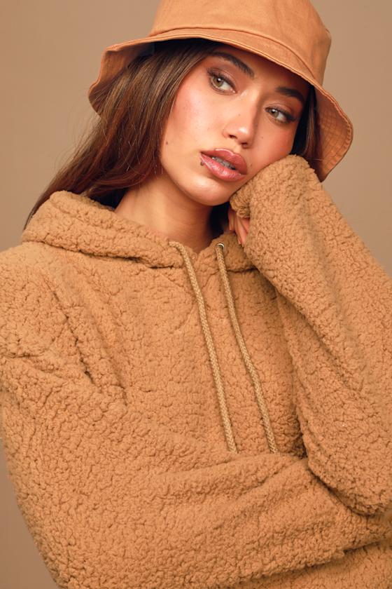 Cute Tan Hoodie - Teddy Hoodie - Drawstring Hoodie - Lulus