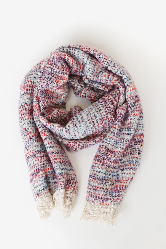 Red Knit Scarf - Multi Colored Scarf - Fringe Scarf - Cozy Scarf - Lulus