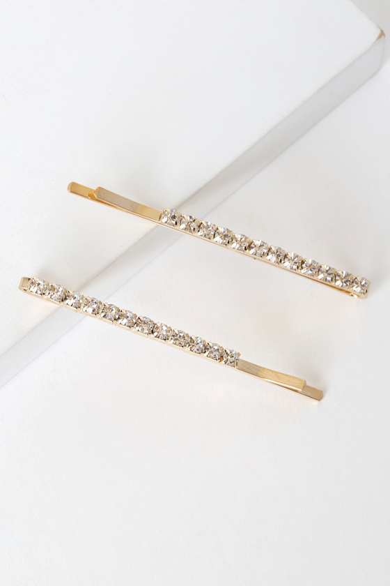 Lovely Gold Hair Pink - Rhinestone Bobby Pins - Hair Pin Set