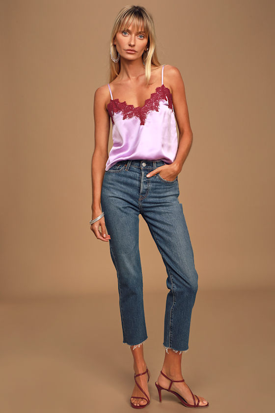Purple Cami Top - Satin Top - Cute Tank Top - Lace Top - Crop Top - Lulus