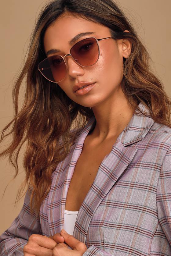 Cute Sunglasses - Rose Gold Sunglasses - Pink Sunnies - Lulus