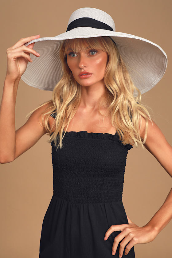 Trendy Oversized Sun Hat - White and Black Sun Hat - Floppy Hat - Lulus