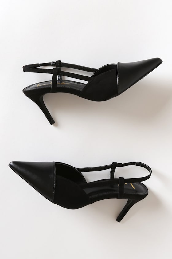 Black Vegan Pumps - Pointed-Toe Heels - Slingback Pumps - Lulus