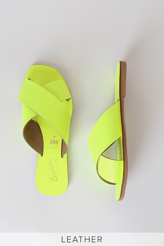 Seychelles Total Relaxation - Yellow Slides - Neon Slide Sandals - Lulus