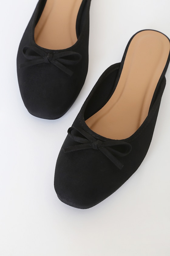 Cute Black Shoes - Vegan Suede Flats - Slides - Mules - Lulus