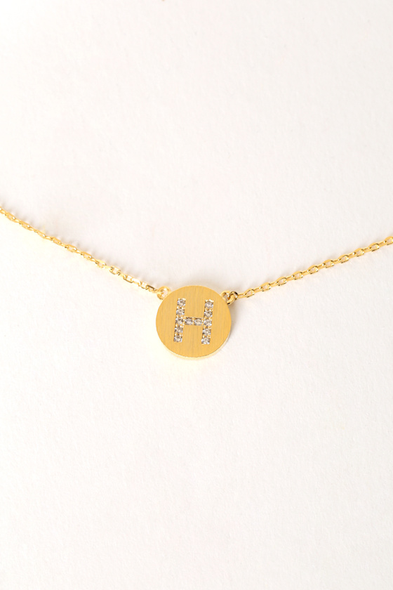 Chic Charm Necklace - "H" Charm Necklace - Rhinestone Necklace - Lulus