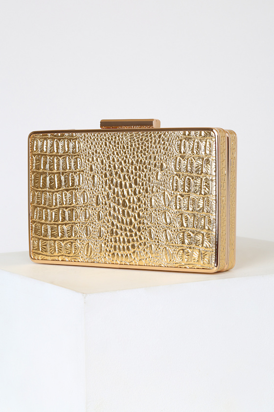 Chic Gold Clutch - Box Clutch - Metallic Box Clutch - Lulus