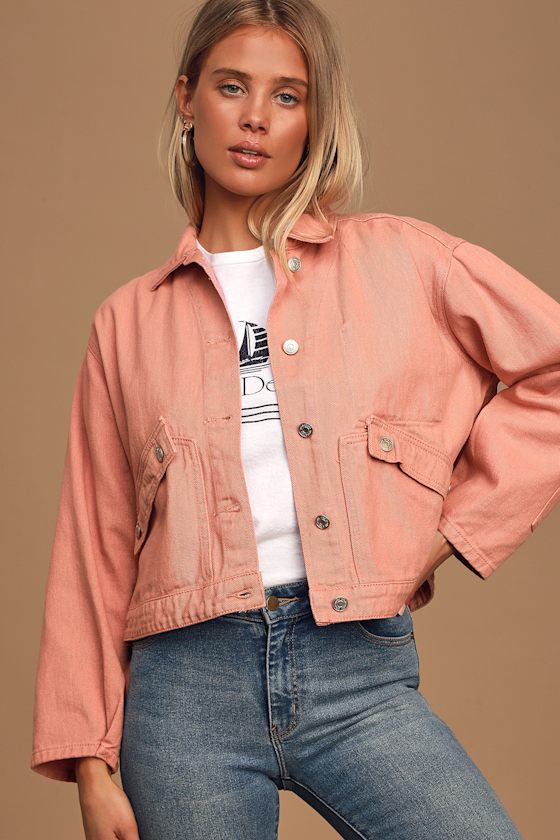 Utilitarian Pink Jacket - Denim Utility Jacket - Jean Jacket - Lulus