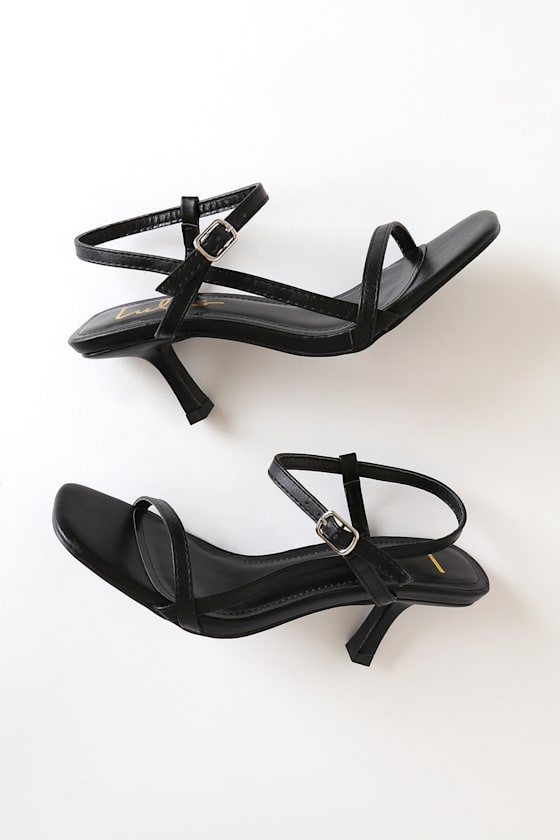 Cute Black Heels - Spool Heels - Square Toe High Heel Sandals - Lulus