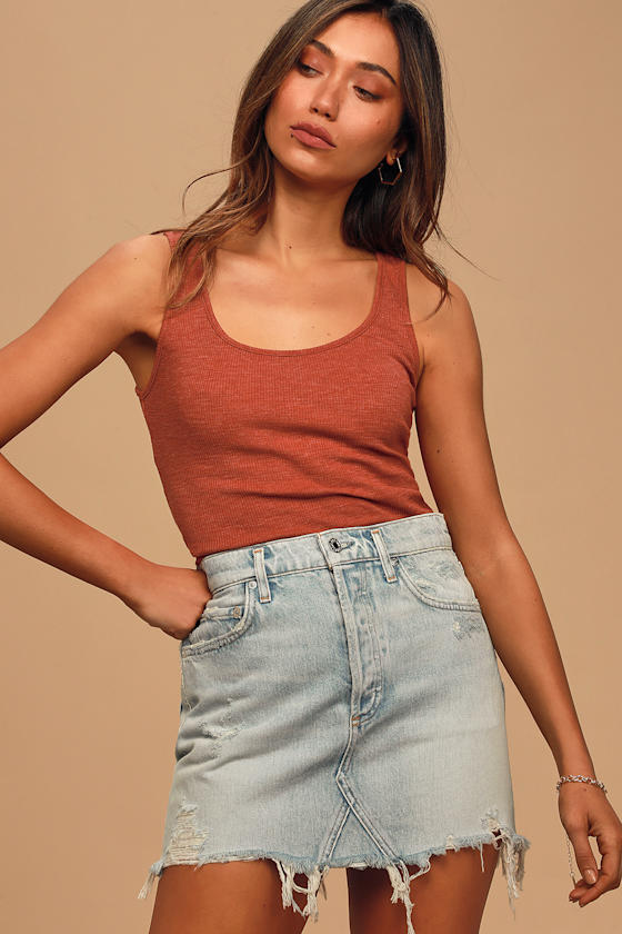 Project Social T Elisa - Rust Red Tank - Ruched Tank Top - Lulus