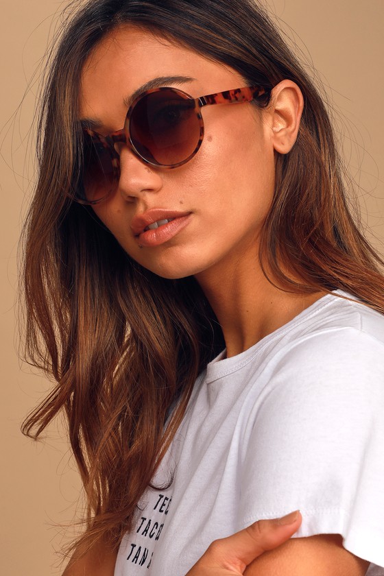 Cute Tortoise Sunglasses Oversized Sunnies Round Sunglasses Lulus
