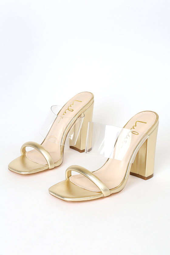 Chic Gold Metallic Heels - High Heel Sandals - Square Toe Heels - Lulus